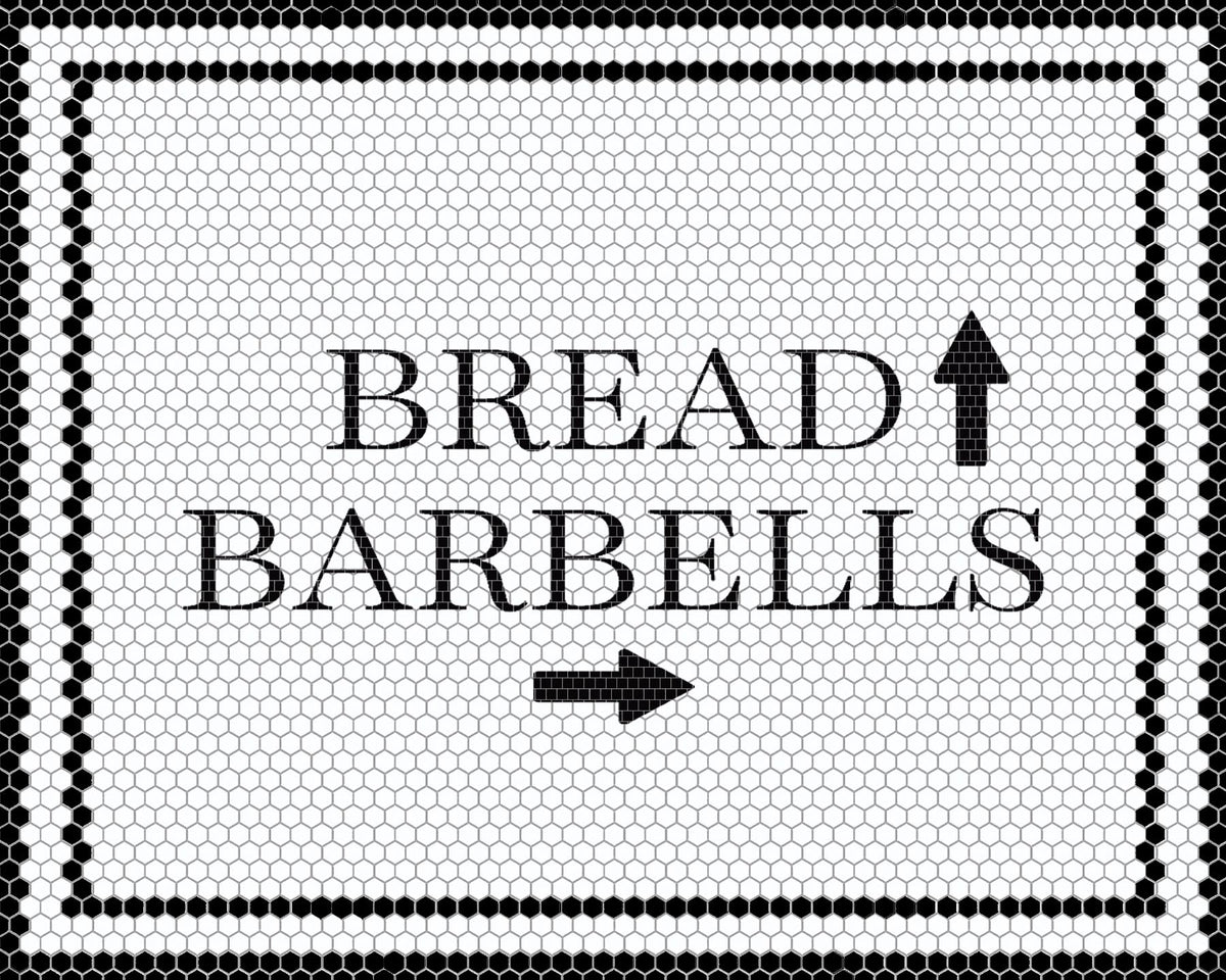 CUSTOM HAND-CUT MOSAIC ( Bread Barbells ) – Mosaic Lettering