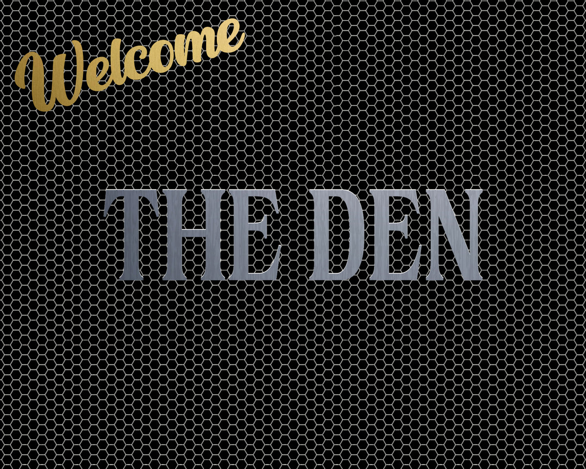 Custom Mosaic with Metallic Letters ( the den ) – Mosaic Lettering