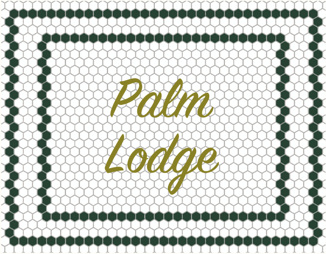 CUSTOM MOSAIC WITH METALLIC LETTERINGS (Palm Lodge) – Mosaic Lettering