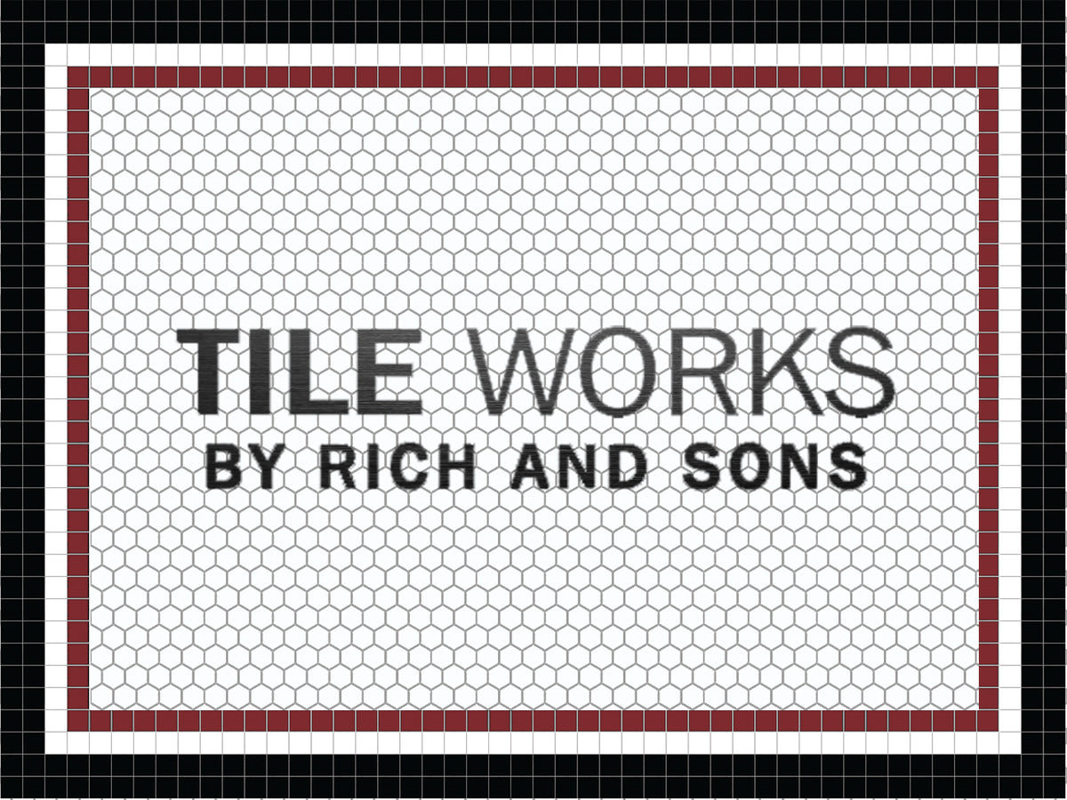 Custom Mosaic with Metallic Letters ( Tile Works By Rich And Sons ...