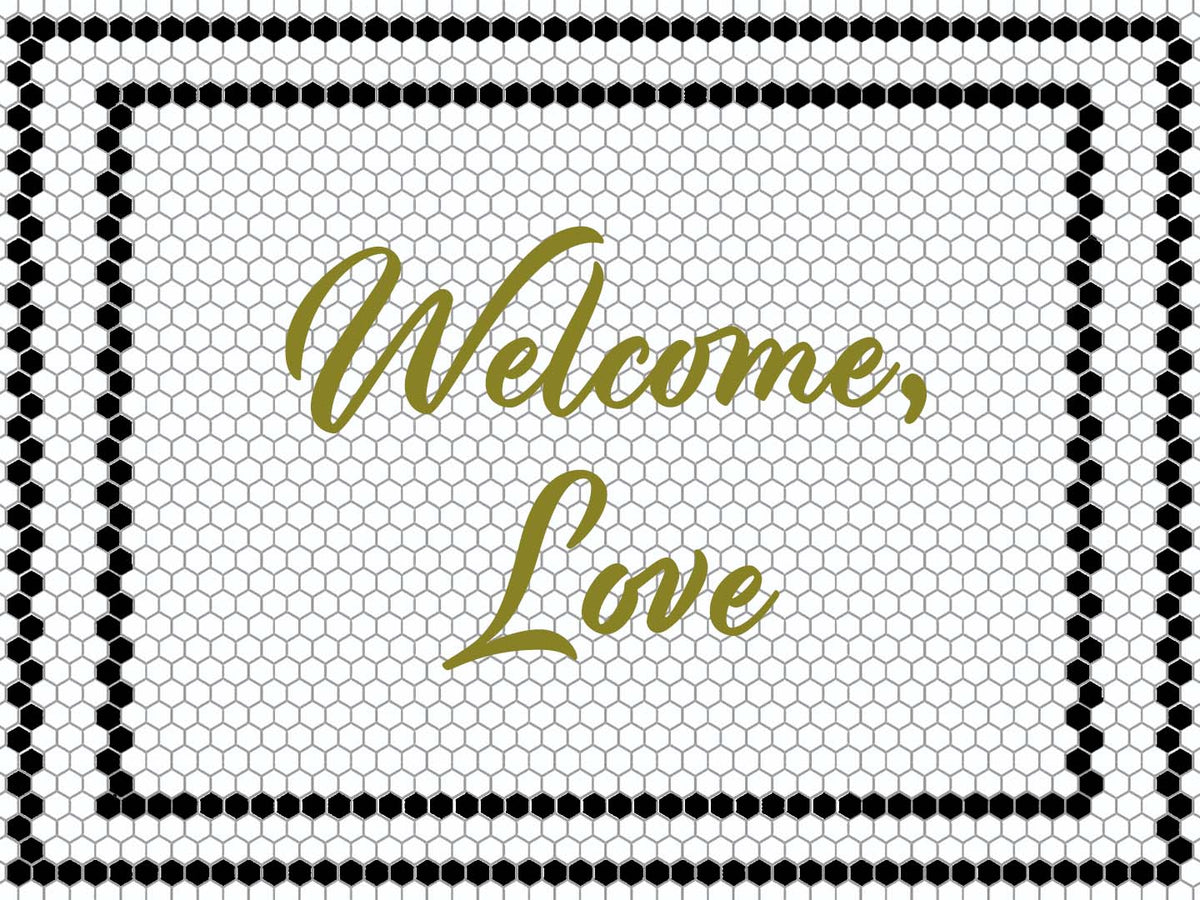CUSTOM MOSAIC WITH METALLIC LOGO ( Welcome, Love ) – Mosaic Lettering
